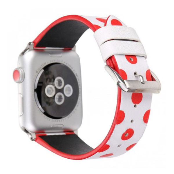 Ремешок Apple Watch 42 / Watch 44, Leather Series, White Red, Белый ...