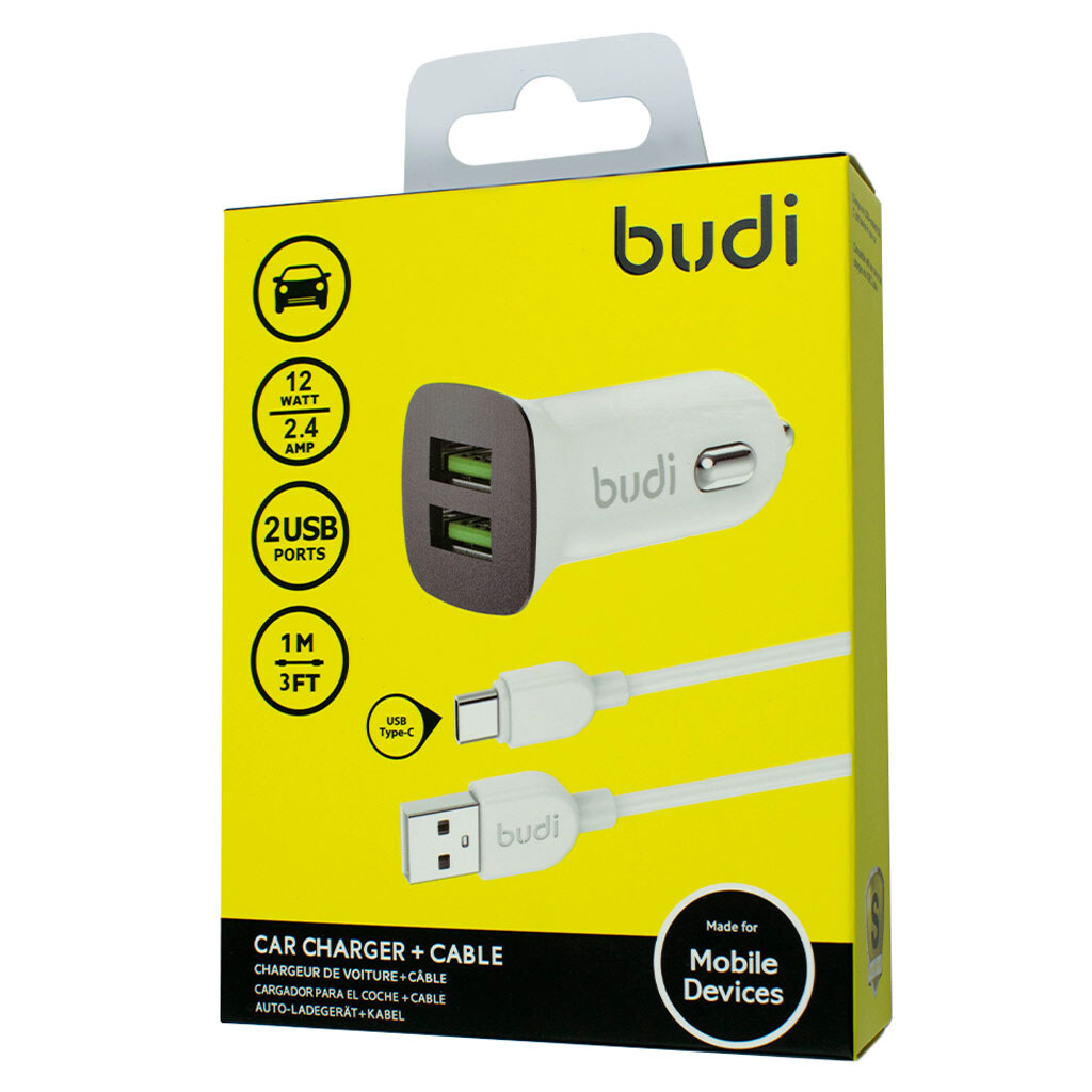 АЗУ Budi CC631T, С кабелем, Type-C, 2.4 A, Белый – купить по цене 217 ...